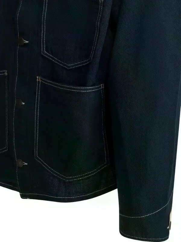 BEAMS Contrast-stitch Collarless Jacket