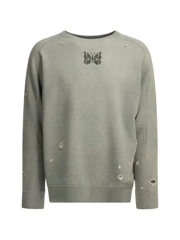 Needles Butterfly Print Distressed Sweatshirt