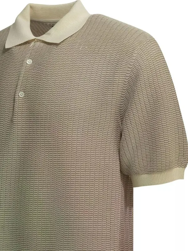 BEAMS Textured-knit Short-sleeve Polo Shirt