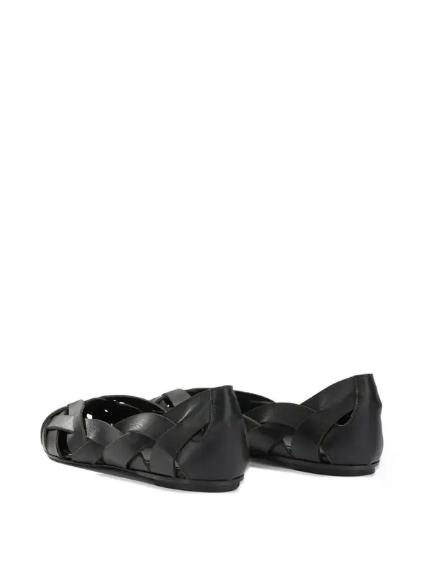DEL CARLO Woven Leather Ballet Flats - Black