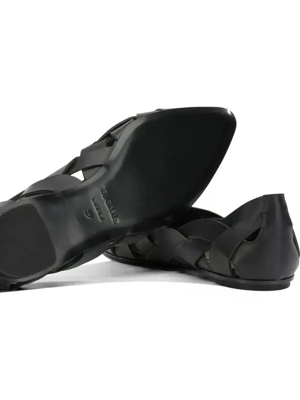 DEL CARLO Woven Leather Ballet Flats - Black