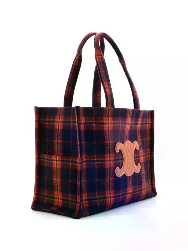 Celine Cabas Thais Tartan Wool Large Tote Bag