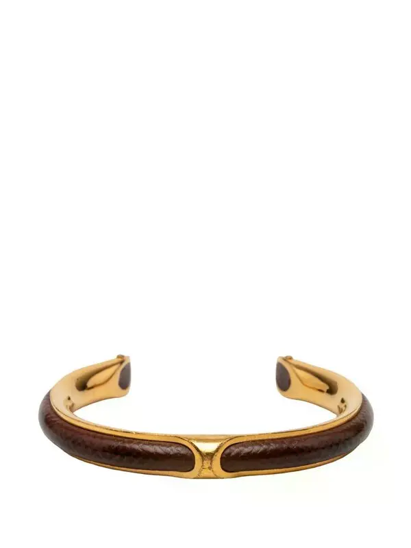 Hermès Gold Plated And Leather Cuff Bracelet - Red