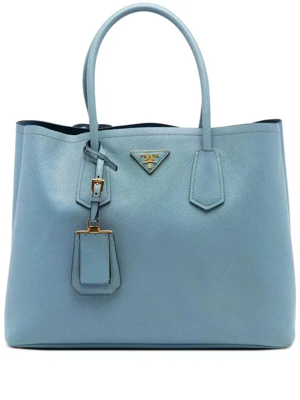 Prada Saffiano Cuir Double Satchel - Blue