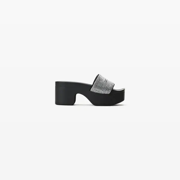 Alexander Wang Embellished Platform Slides - Black/silver