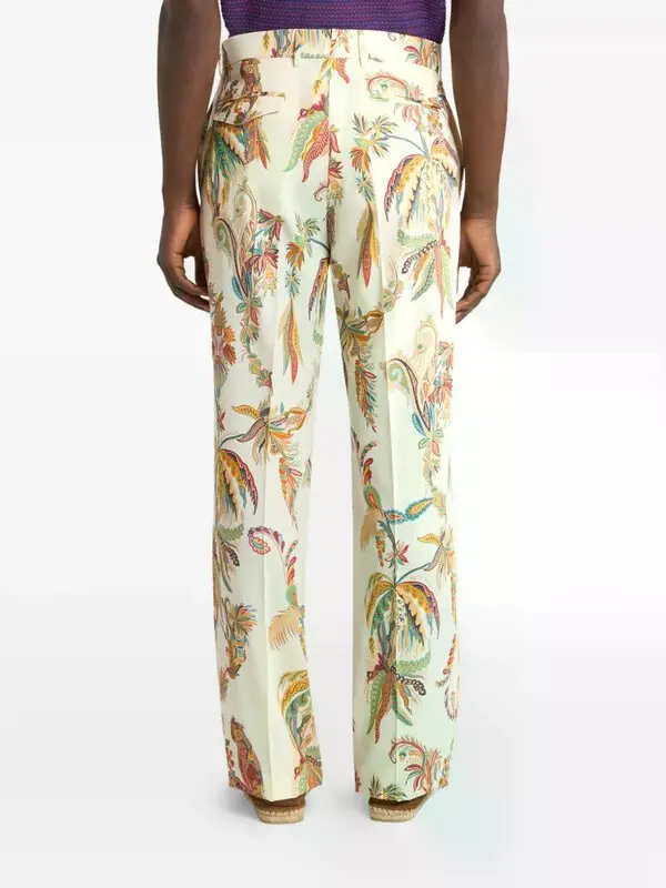 Etro Floral-print Wool-gabardine Trousers