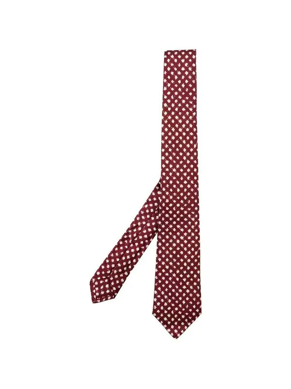 Kiton Diamond-patterned Tie - Red