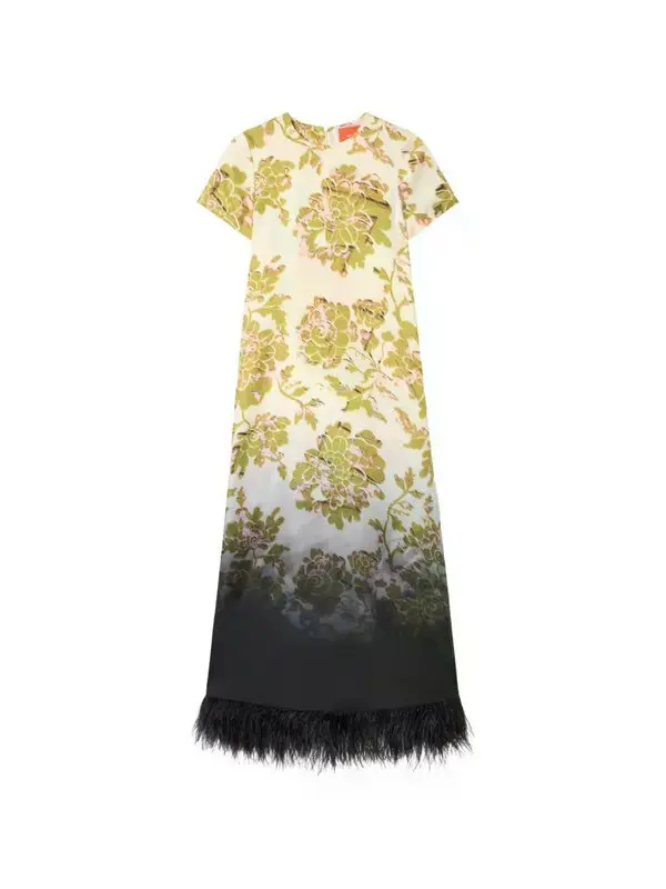 La DoubleJ Swing Dress With Feather Trim