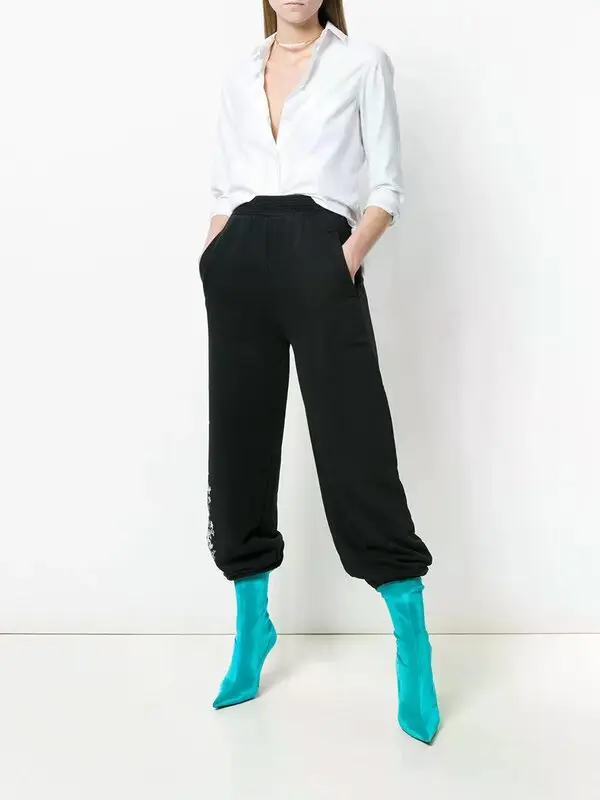Off-White Wide Leg Drawstring Joggers With Side Print