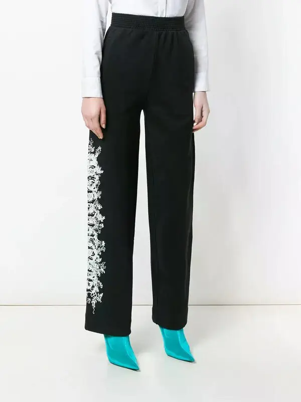 Off-White Wide Leg Drawstring Joggers With Side Print