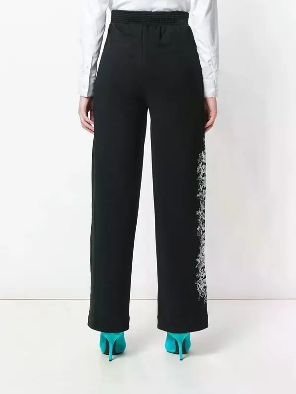 Off-White Wide Leg Drawstring Joggers With Side Print