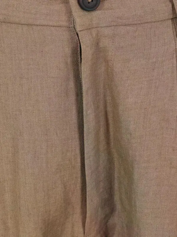 ZIGGY CHEN Beige Linen Pleated Trousers
