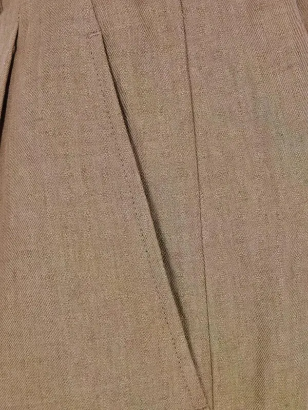 ZIGGY CHEN Beige Linen Pleated Trousers