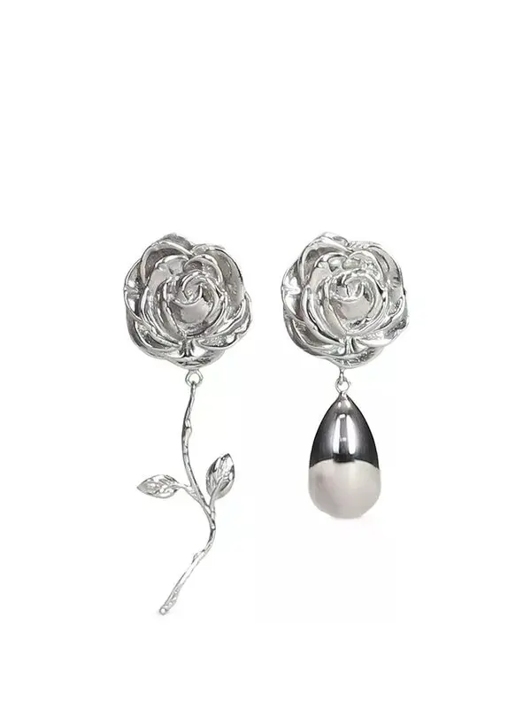 Magda Butrym Asymmetric Rose-pendant Earrings - Silver