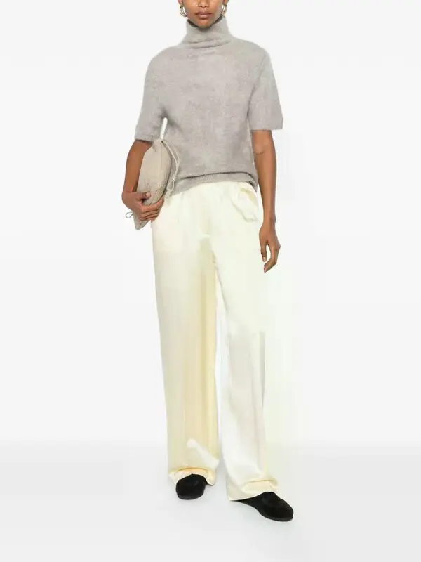 Soft Goat Short-sleeve Roll-neck Sweater - Grey