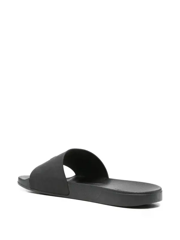 Calvin Klein Detail Open Toe Flat Sole Slides - Black