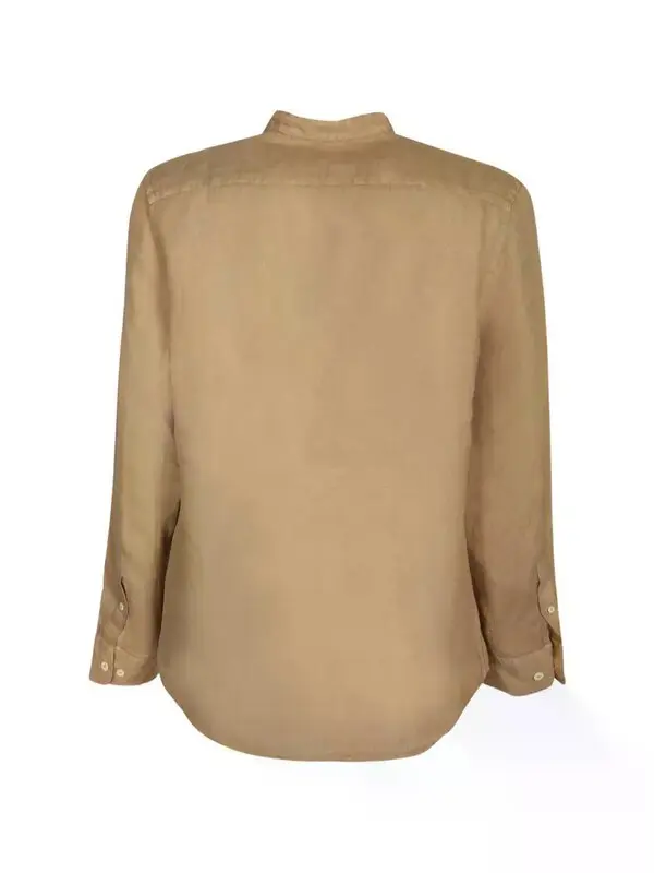 120% Lino Mandarin-collar Long-sleeve Shirt