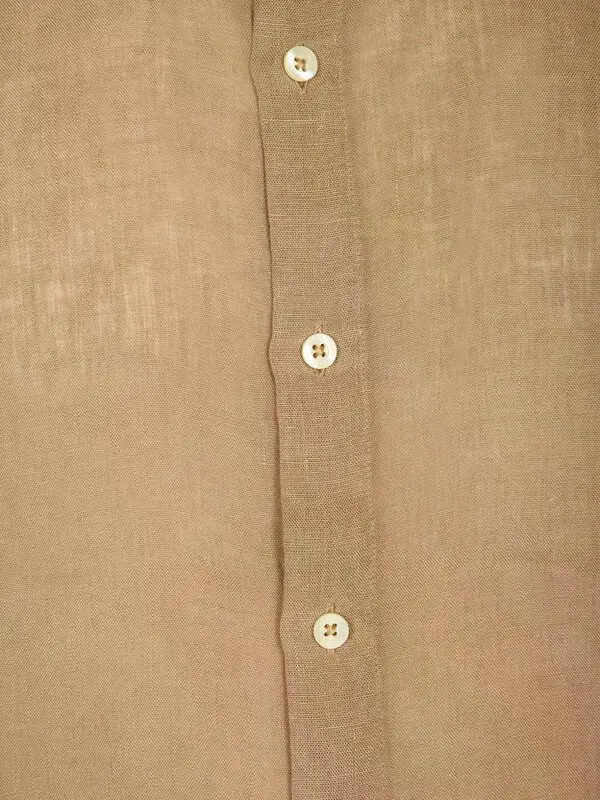 120% Lino Mandarin-collar Long-sleeve Shirt