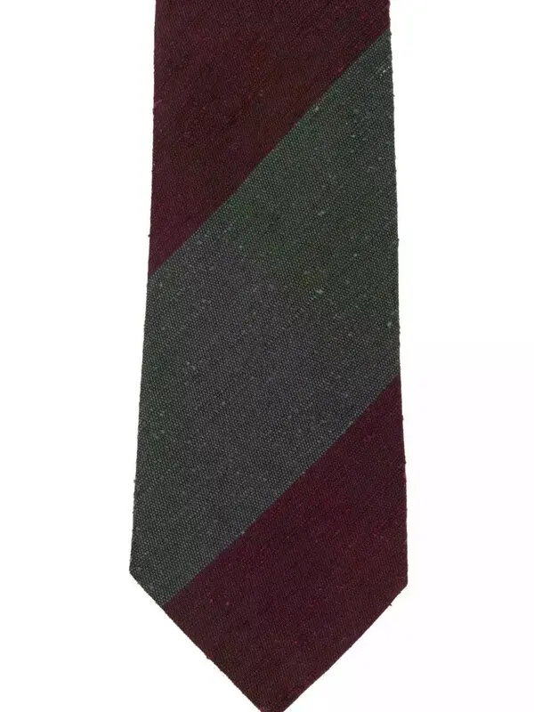 Tagliatore Diagonal Stripe Silk Tie - Grey