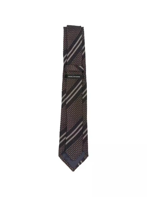 Tagliatore Diagonal Stripe Waffle-knit Tie