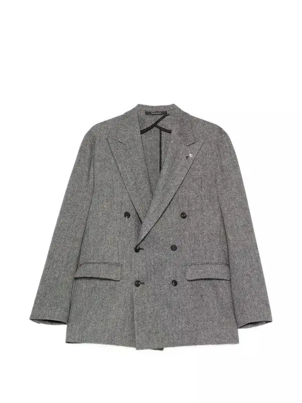 Tagliatore Herringbone Double-breasted Blazer - Black