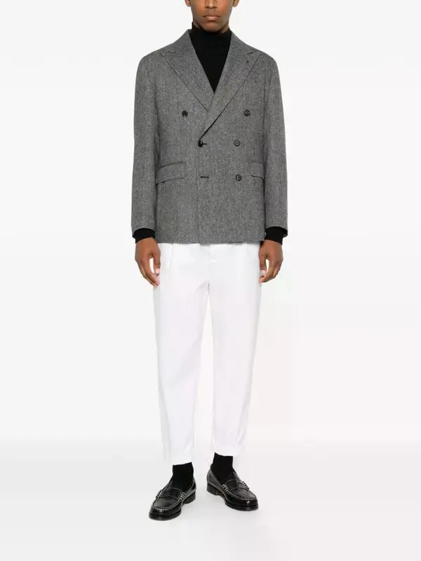 Tagliatore Herringbone Double-breasted Blazer - Black