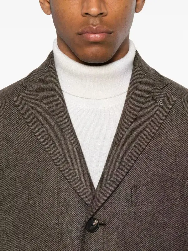 Tagliatore Single-breasted Herringbone Coat