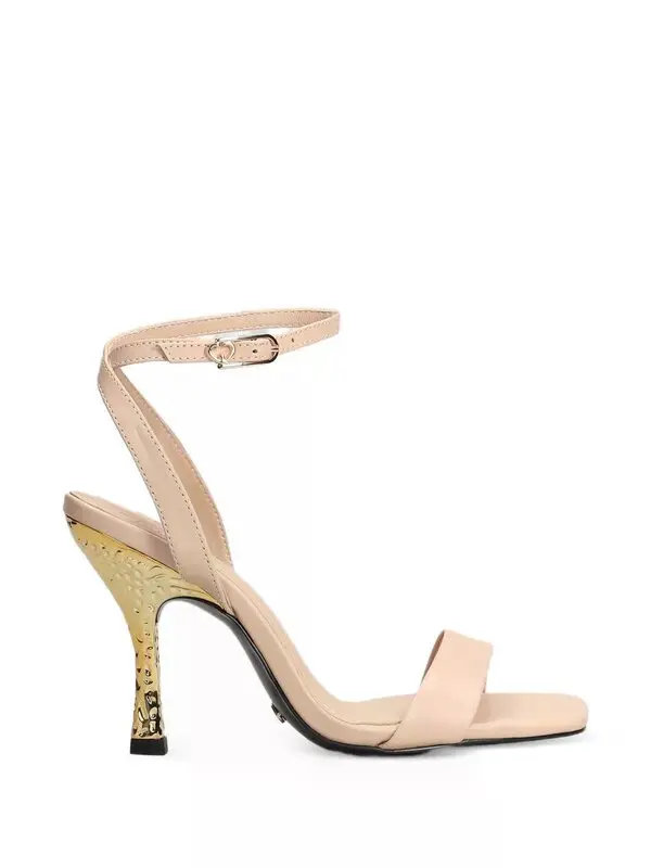 GOLD & ROUGE Hammered-effect Stiletto Sandals