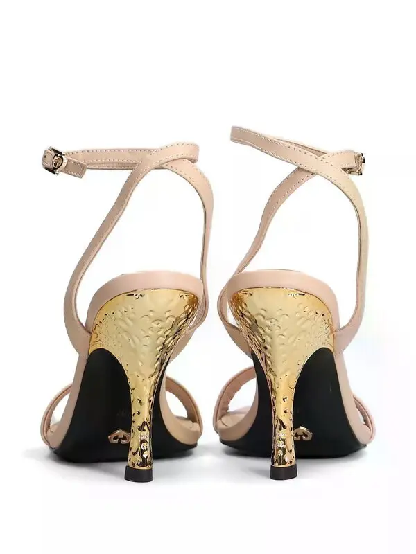 GOLD & ROUGE Hammered-effect Stiletto Sandals