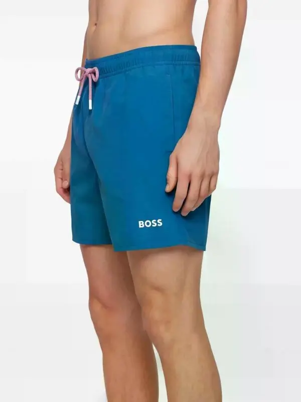 BOSS Logo Print Drawstring Swim Shorts
