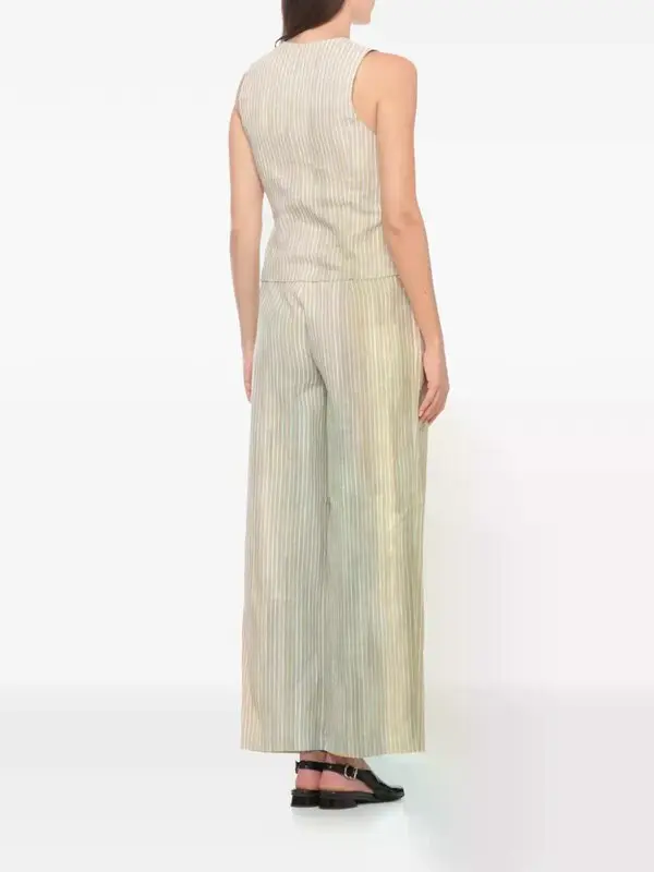 120% Lino Vertical Stripe V-neck Waistcoat