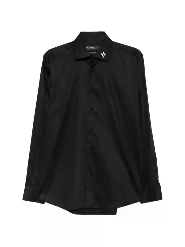 Karl Lagerfeld Logo-embroidered Long-sleeve Shirt - Black