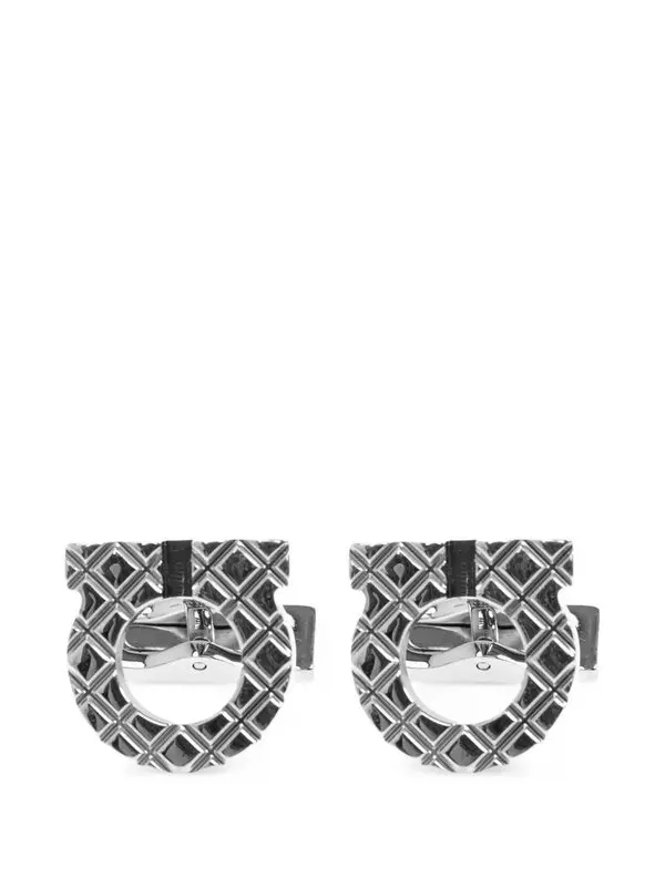 FERRAGAMO Gancini Diamond-patterned Cufflinks - Silver