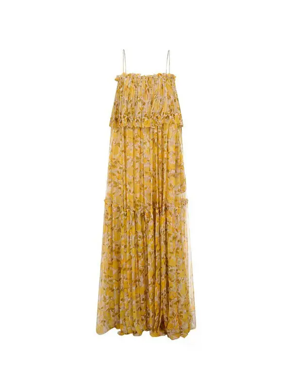 Chloé Rose Print Tiered Dress