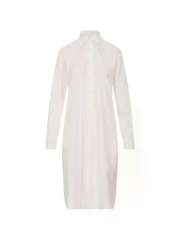 JIL SANDER Pleated Collar Shirt Dress - White