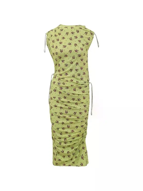 Coperni Floral Ruched Dress - Green