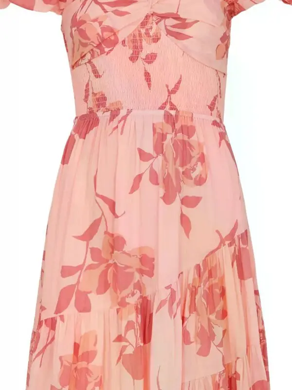 Free People Sundrenched Floral-print Sweetheart Neck Dress - Pink