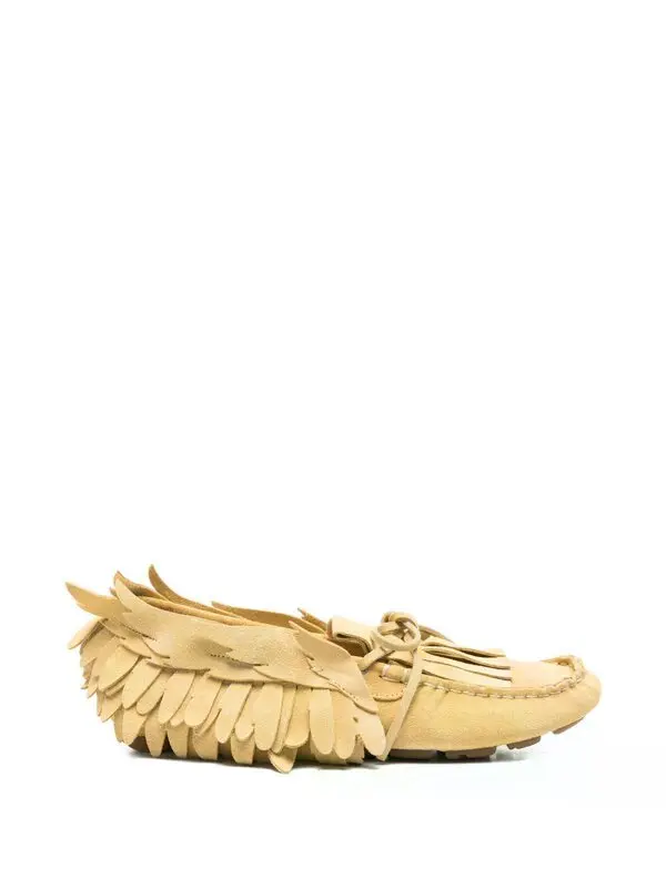 Alberta Ferretti Feather-detail Fringed Shoes - Yellow