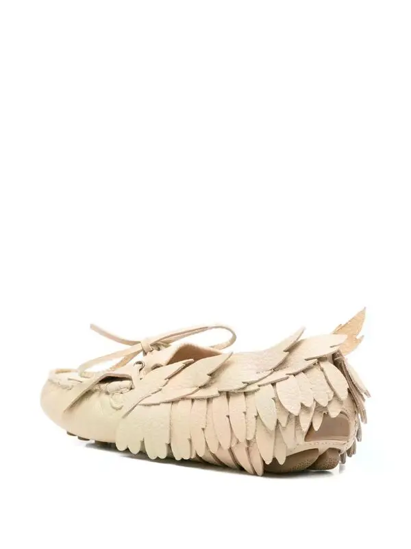 Alberta Ferretti Feather-embellished Fringed Lace-up Shoes