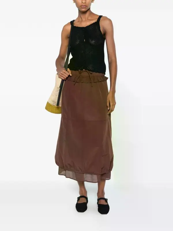 DUNST Crochet Knit Top With Button Embellishment