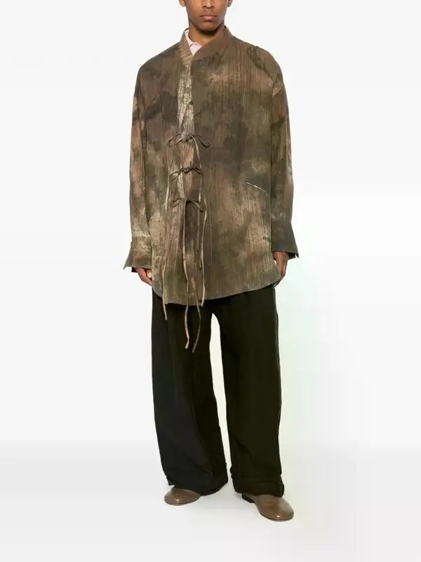 ZIGGY CHEN Abstract Print Tie-fastening Jacket