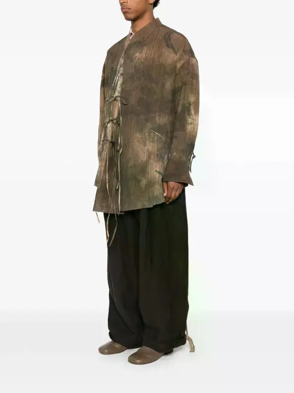 ZIGGY CHEN Abstract Print Tie-fastening Jacket