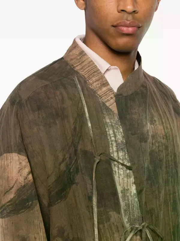 ZIGGY CHEN Abstract Print Tie-fastening Jacket