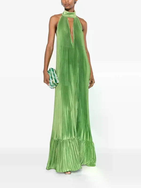 L'IDEE Libertie Pleated Halterneck Maxi Dress