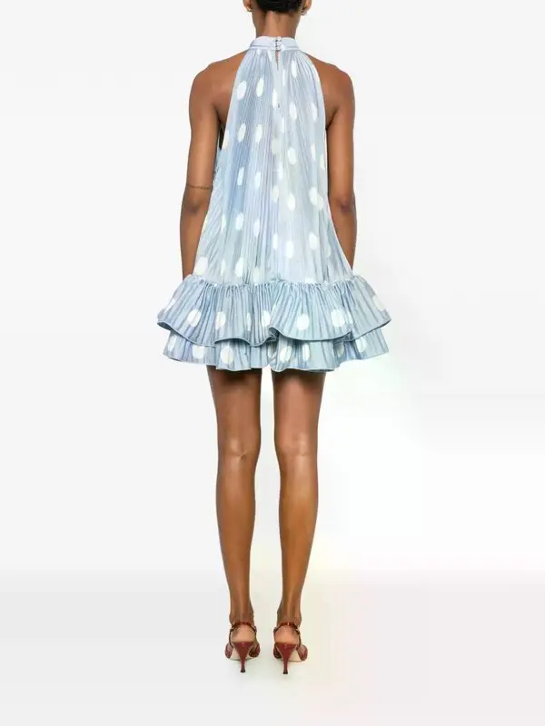 L'IDEE Soleil Polka-dot Pleated Mini Dress