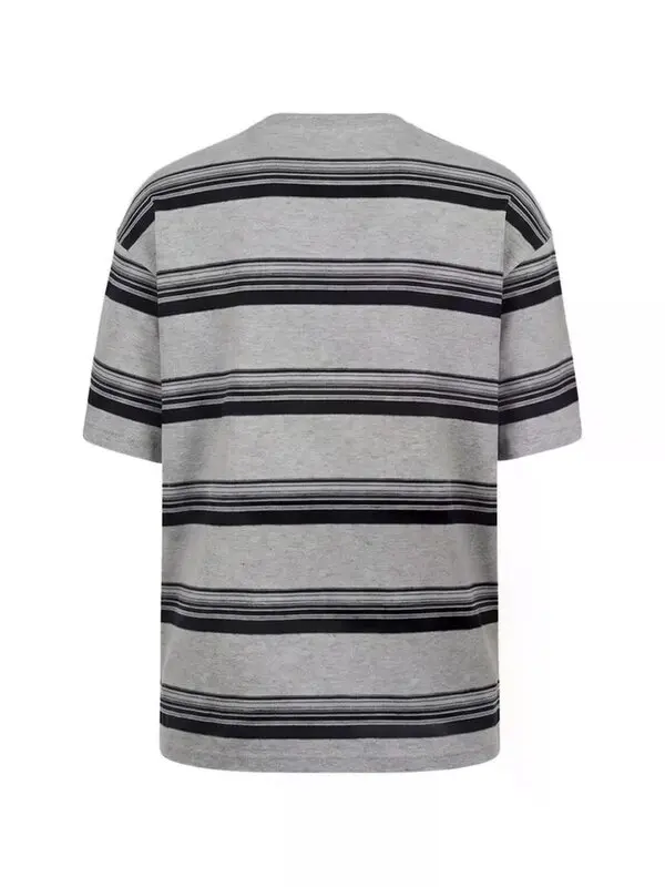 Comme Des Garçons Striped-print Chest-pocket T-shirt - Grey