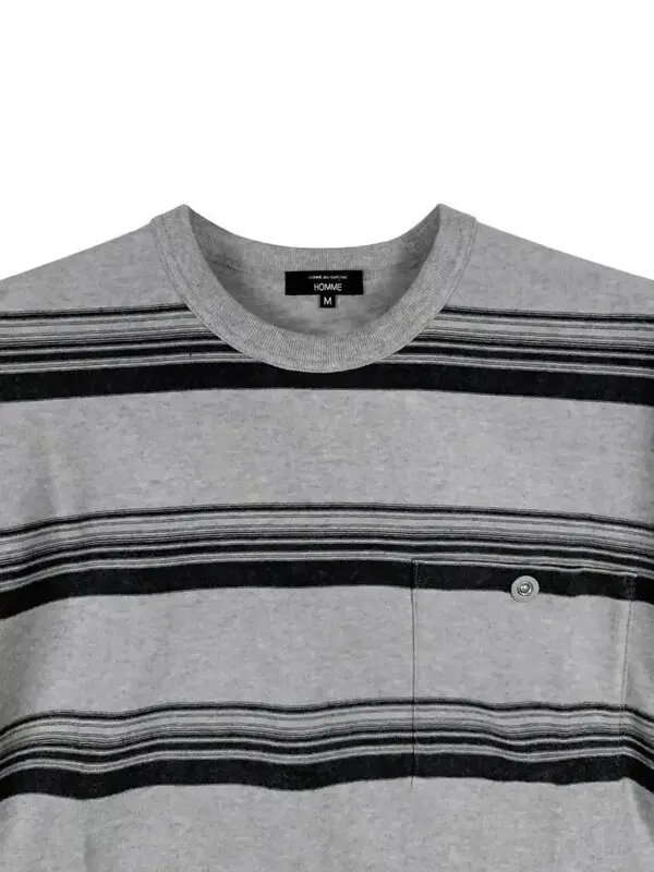 Comme Des Garçons Striped-print Chest-pocket T-shirt - Grey