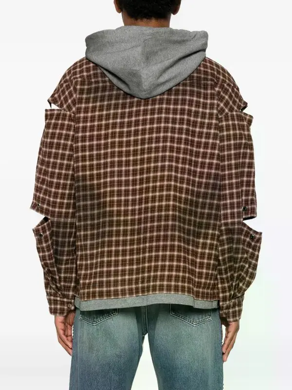 MADFRENZY Check-pattern Hooded Shirt