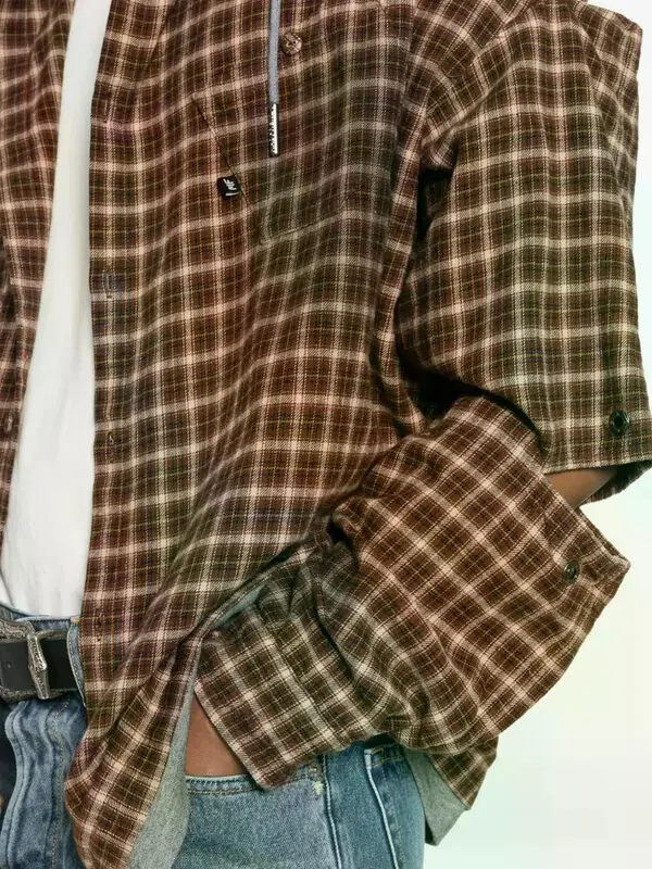 MADFRENZY Check-pattern Hooded Shirt