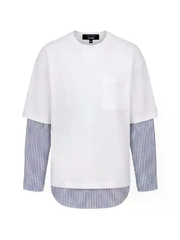 Comme Des Garçons Layered-sleeve Chest-pocket T-shirt - White